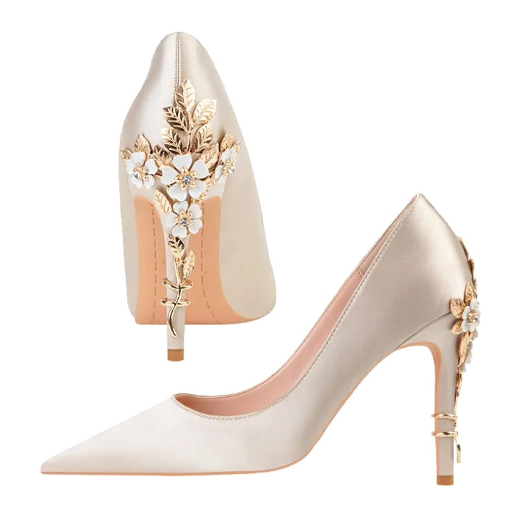 Metal Carved Heels Women Pumps Stiletto Wedding Shoes – Come4Buy eShop