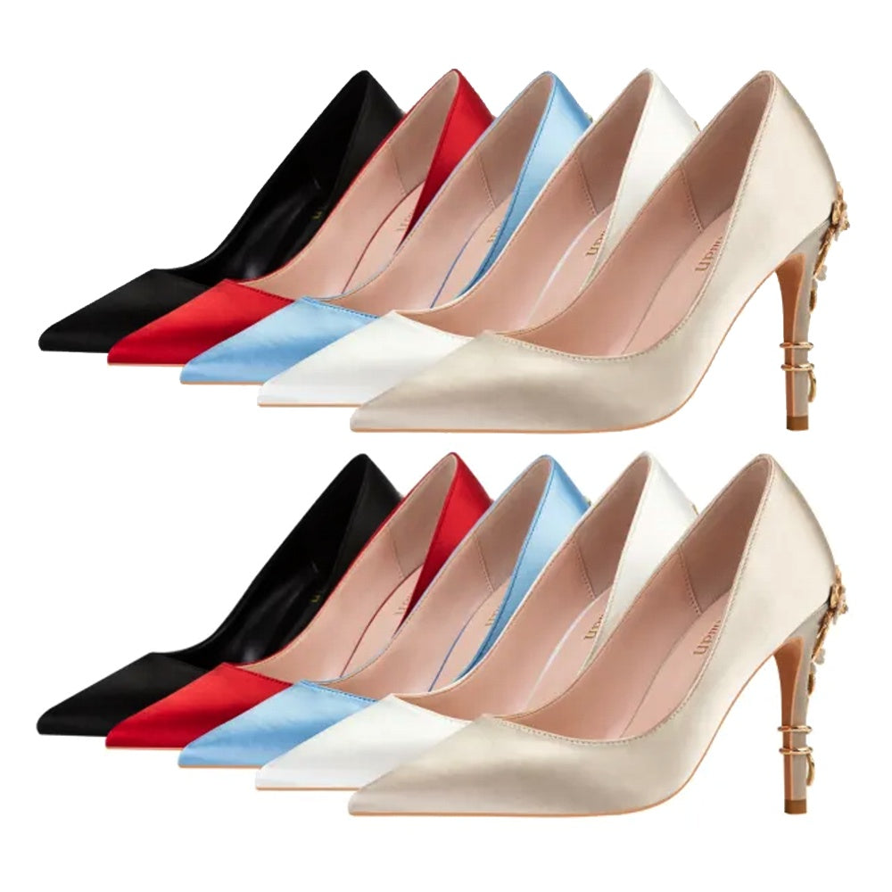 Metal Carved Heels Women Pumps Stiletto Wedding Shoes – Come4Buy eShop