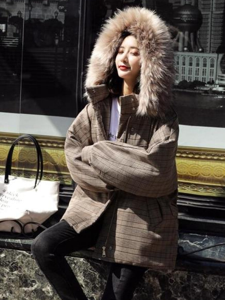 Korean Style Outwear Casual Zipper Jacket Women Winter Thick Parka Pla ...